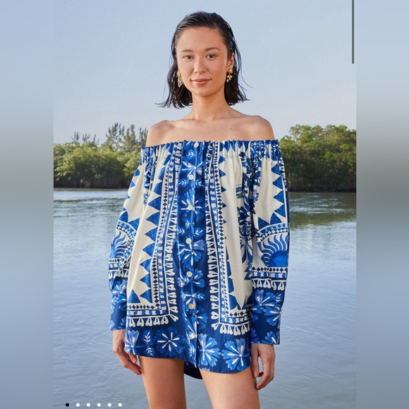 FARM Rio | Tops | Farm Rio Offwhite Flora Tapestry Long Sleeve Blouse ...